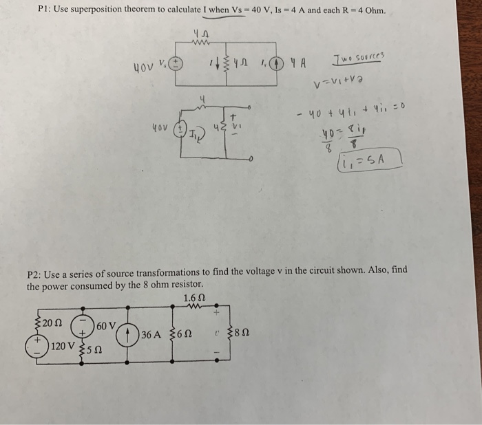 Solved P1: Use superposition theorem to calculate I when Vs | Chegg.com