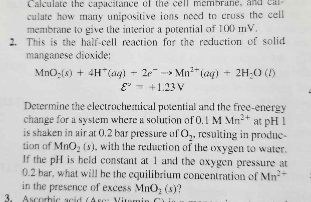 Solved Calculate the capacitance of the cell membrane, and | Chegg.com