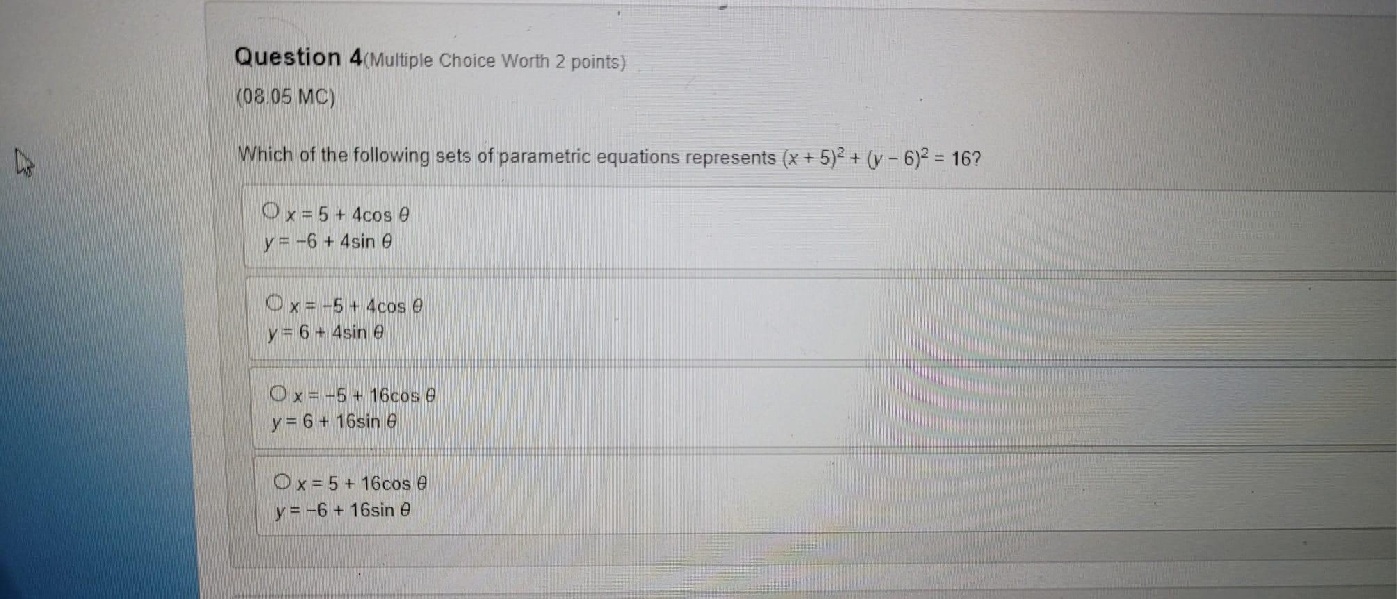 Solved Question 4 (Multiple Choice Worth 2 points) (08.05MC) | Chegg.com