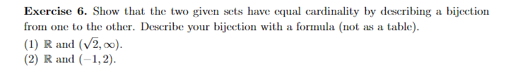 Solved Exercise 6. Show that the two given sets have equal | Chegg.com