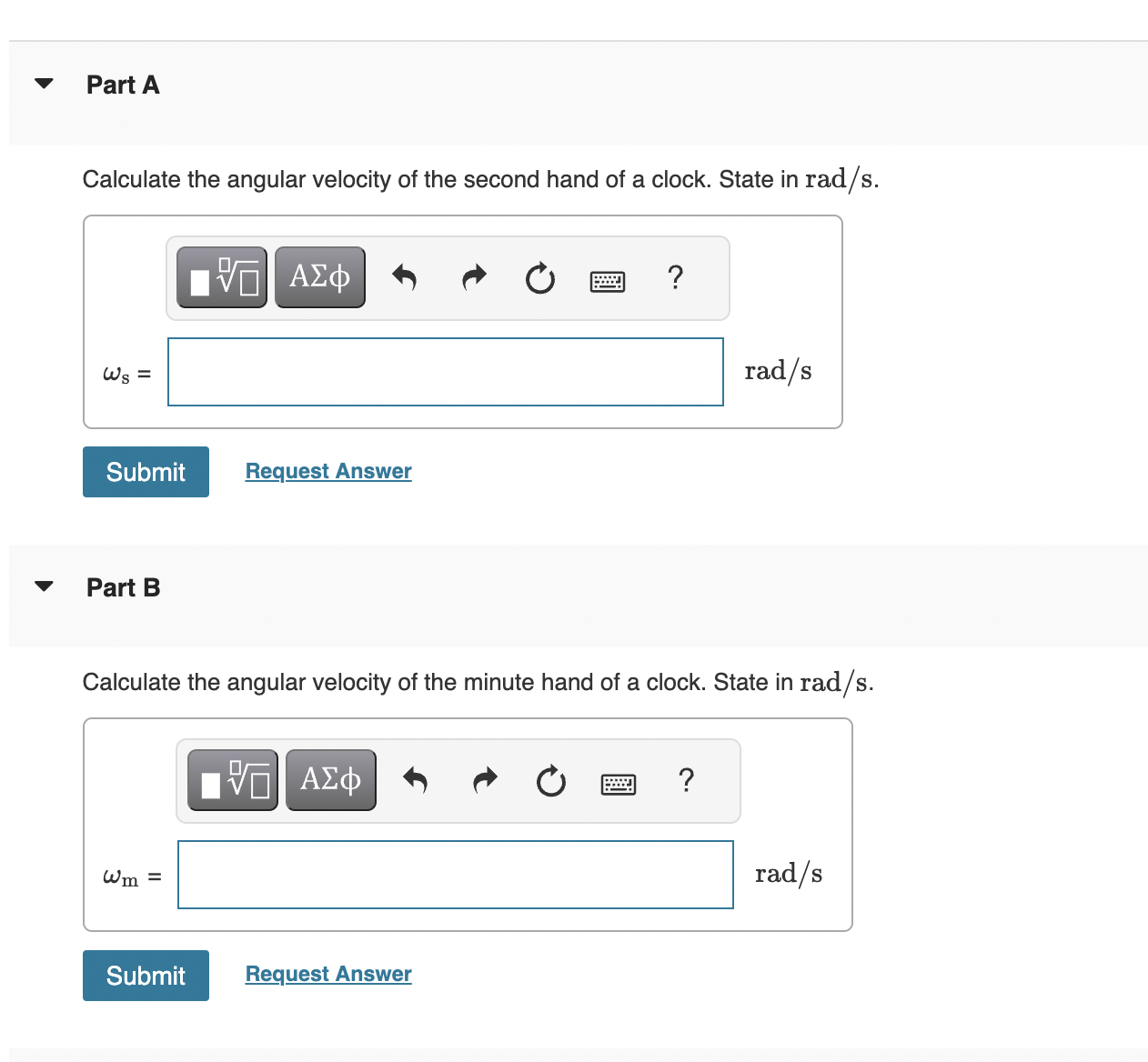 Solved Part ACalculate the angular velocity of the second | Chegg.com