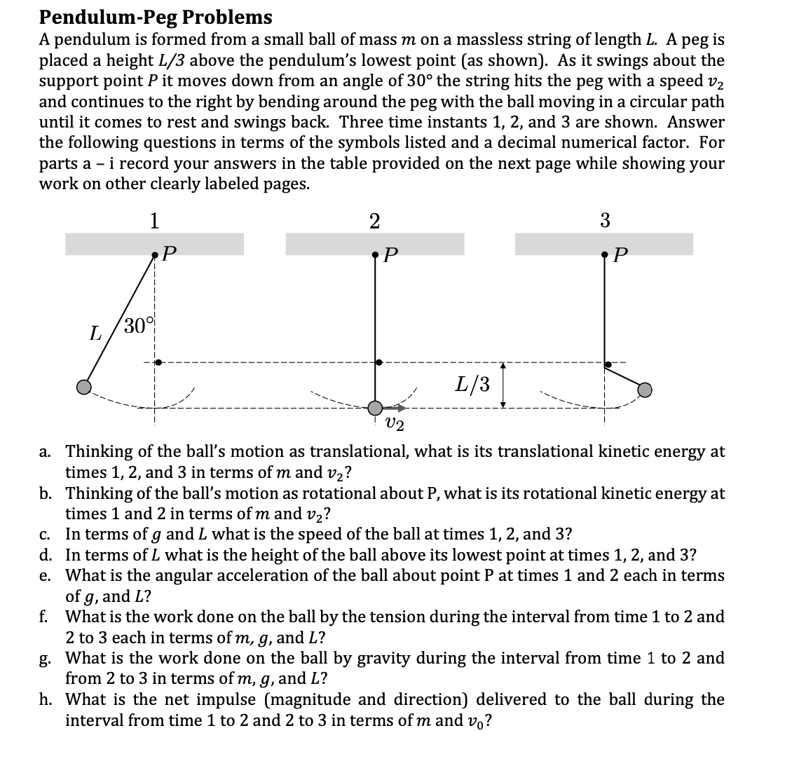 Solved Pendulum-Peg ProblemA pendulum is ﻿formed from a | Chegg.com