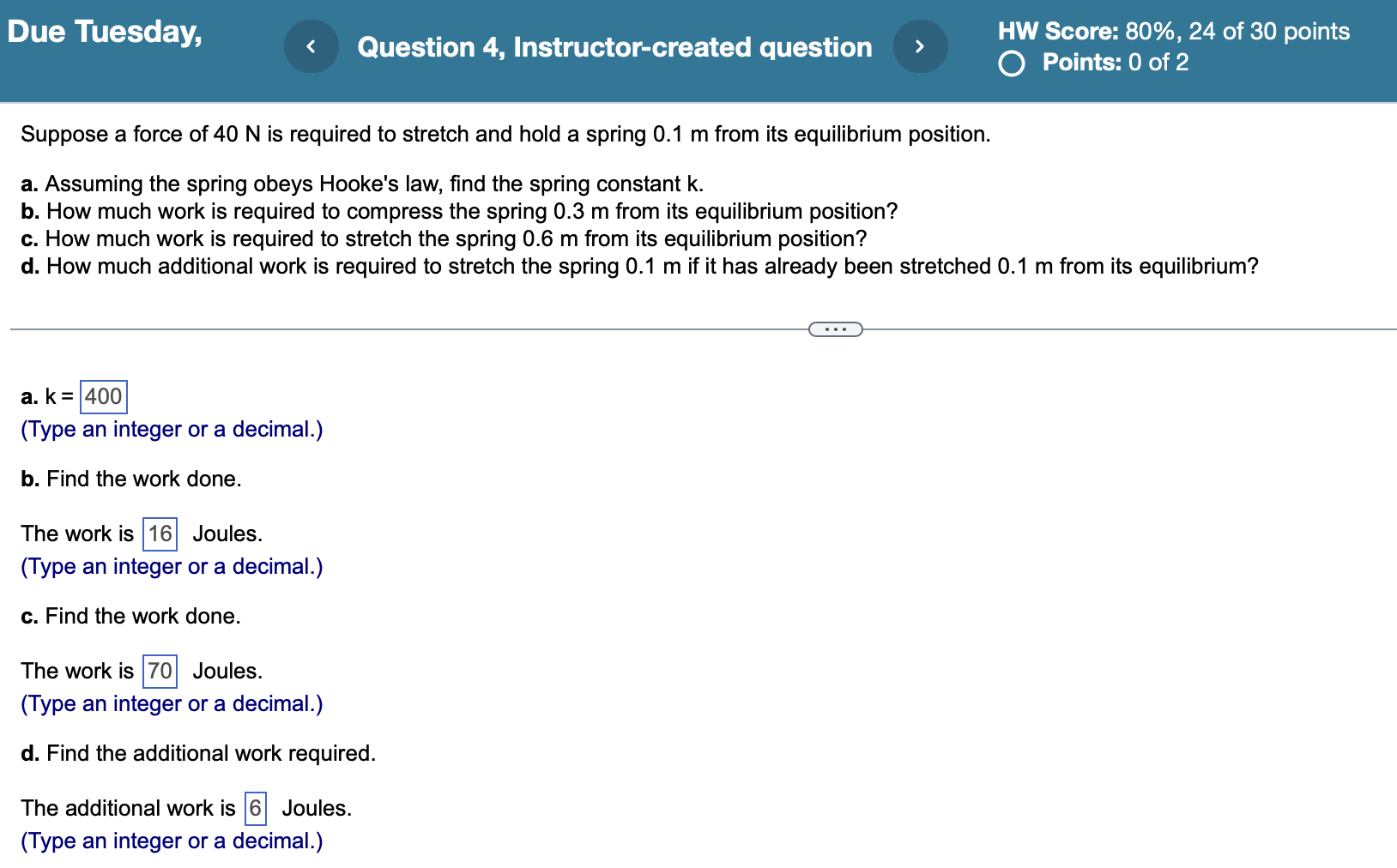 Solved Due Tuesday, Question 4, Instructor-created question | Chegg.com