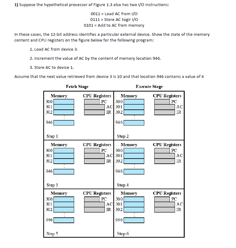 1) Suppose the hypothetical processor of Figure 1.3 | Chegg.com