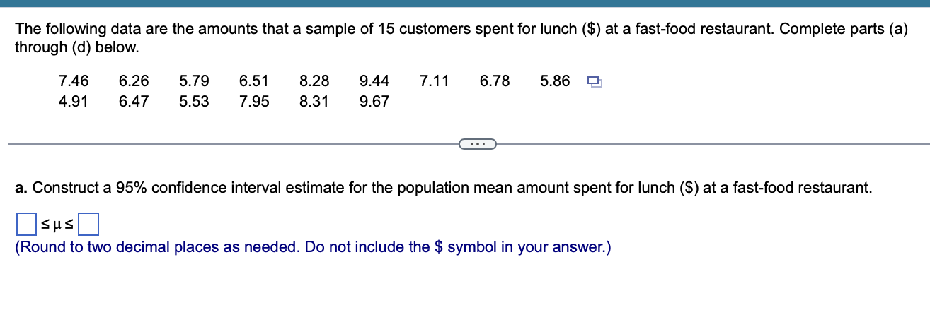 Solved if you could show your work through PHStat or excel | Chegg.com