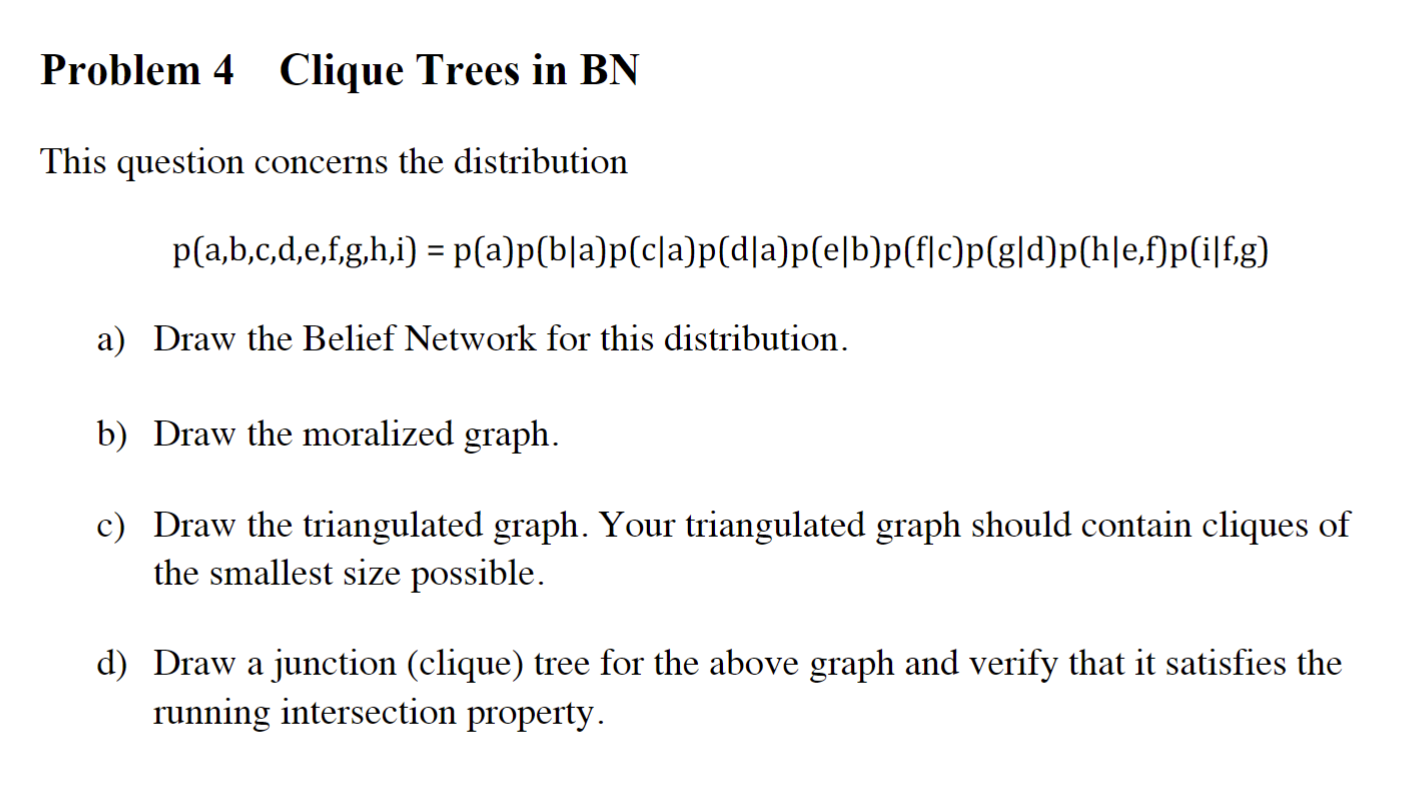 Solved Problem 4 Clique Trees in BN This question concerns | Chegg.com