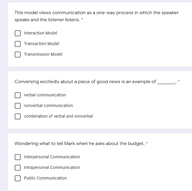 Solved This model views communication as a one-way process | Chegg.com