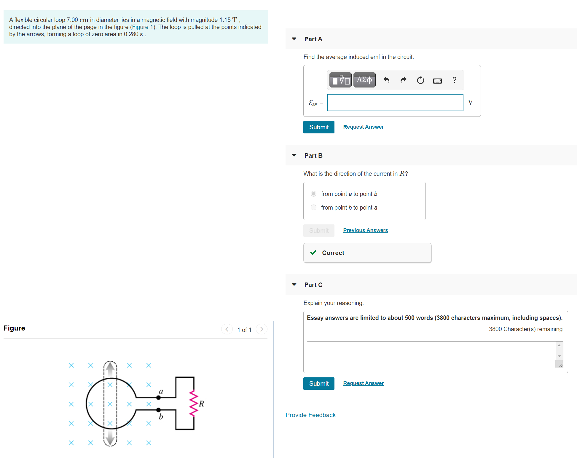 Solved A flexible circular loop 7.00 cm in diameter lies in | Chegg.com