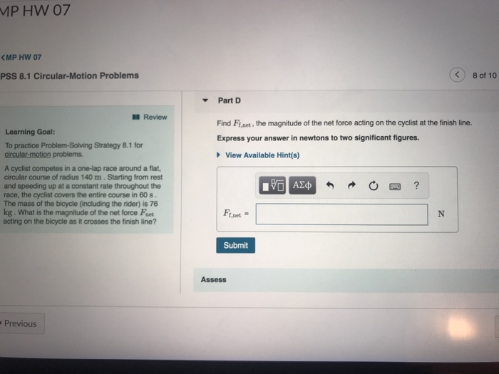 Solved MP HW 07 MP HW 07 PSS 8.1 Circular-Motion Problems 8 | Chegg.com