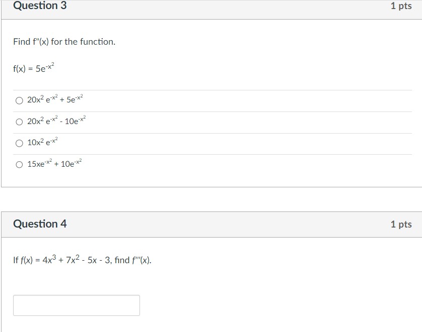 Solved Find f′′(x) for the function. | Chegg.com
