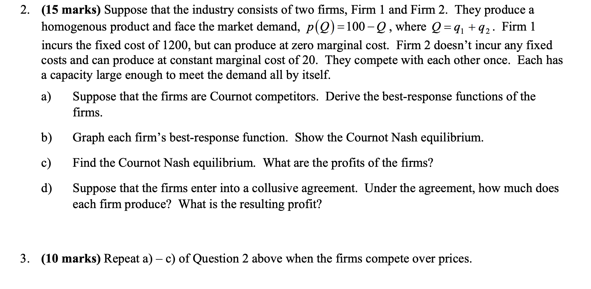 Solved 2 15 Marks Suppose That The Industry Consists Of