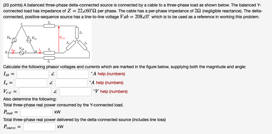 Solved (20 points) A balanced three-phase delta-connected | Chegg.com