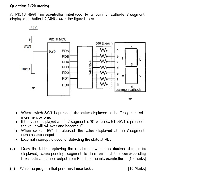 Solved Question 2 (20 marks) A PIC18F4550 microcontroller | Chegg.com