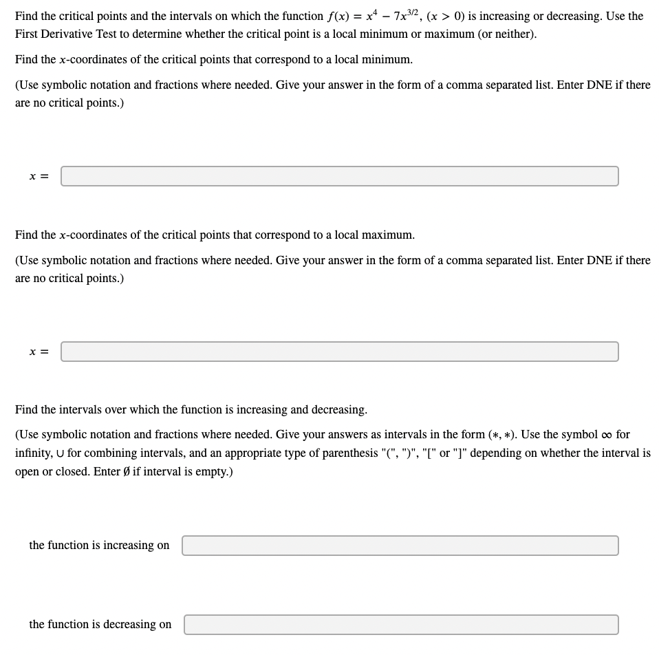 Solved Find the critical points and the intervals on which | Chegg.com