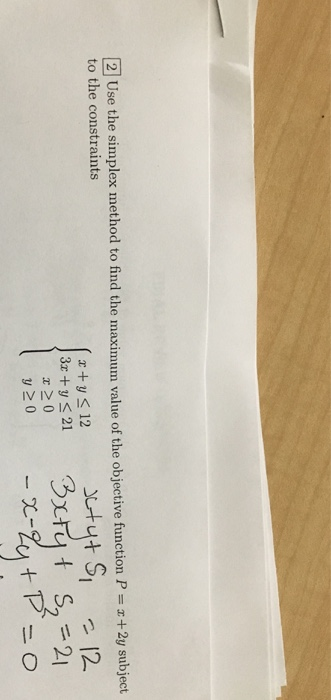 Solved 2 Use the simplex method to find the maximum value of | Chegg.com