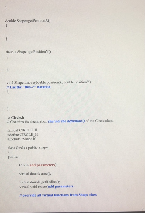 Solved Below you have the abstract class Shape with two | Chegg.com