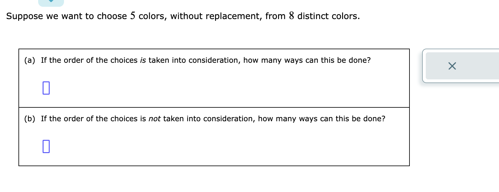 Solved Suppose we want to choose 5 colors, without | Chegg.com