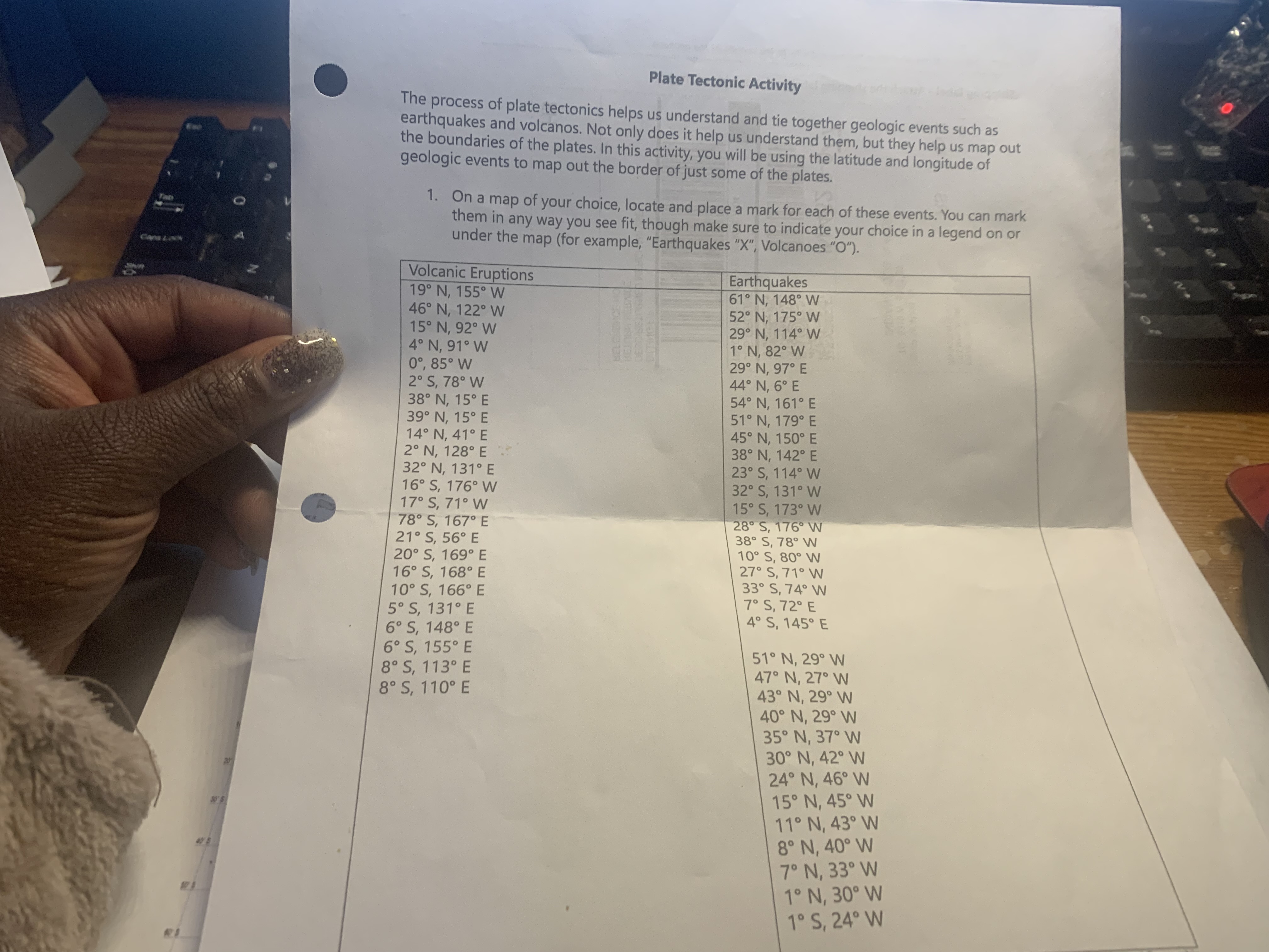 Solved 1 Look At The Earthquakes Along The Middle Of The