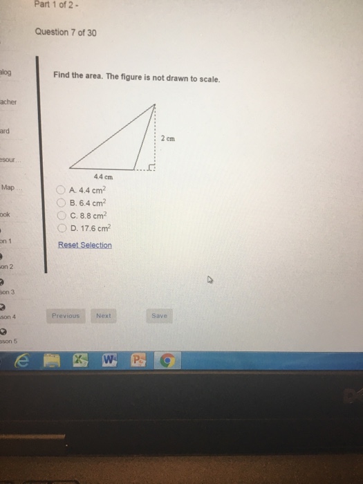 Solved Find the area. The figure is not drawn to scale. 4.4 | Chegg.com Solved Find the area. The figure is not drawn to scale. 4.4 | Chegg.com