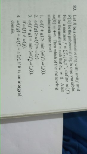 Solved Let R be a commutative ring with unity and 83. [x] be | Chegg.com