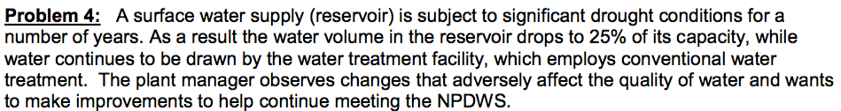 Solved Problem 4: A surface water supply (reservoir) is | Chegg.com
