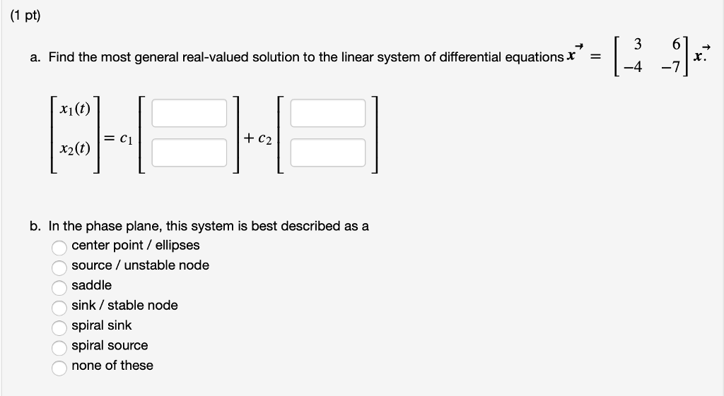 Solved (1 pt) 61 → a. Find the most general real-valued | Chegg.com