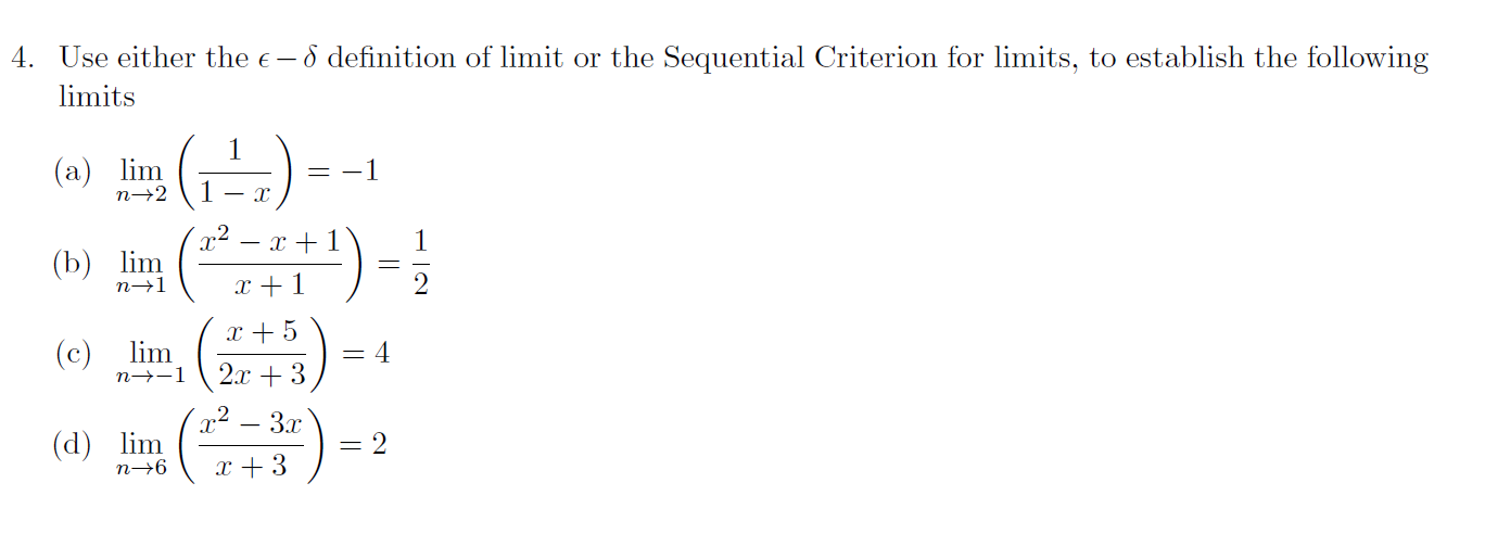 Solved 4. Use either the 6-8 definition of limit or the | Chegg.com
