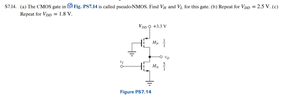 Solved 67.14. (a) The CMOS gate in 신 Fig. PS7.14 is called | Chegg.com