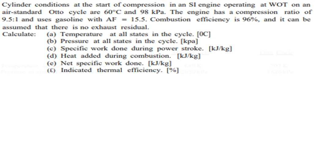 Solved Cylinder conditions at the start of compression in an | Chegg.com