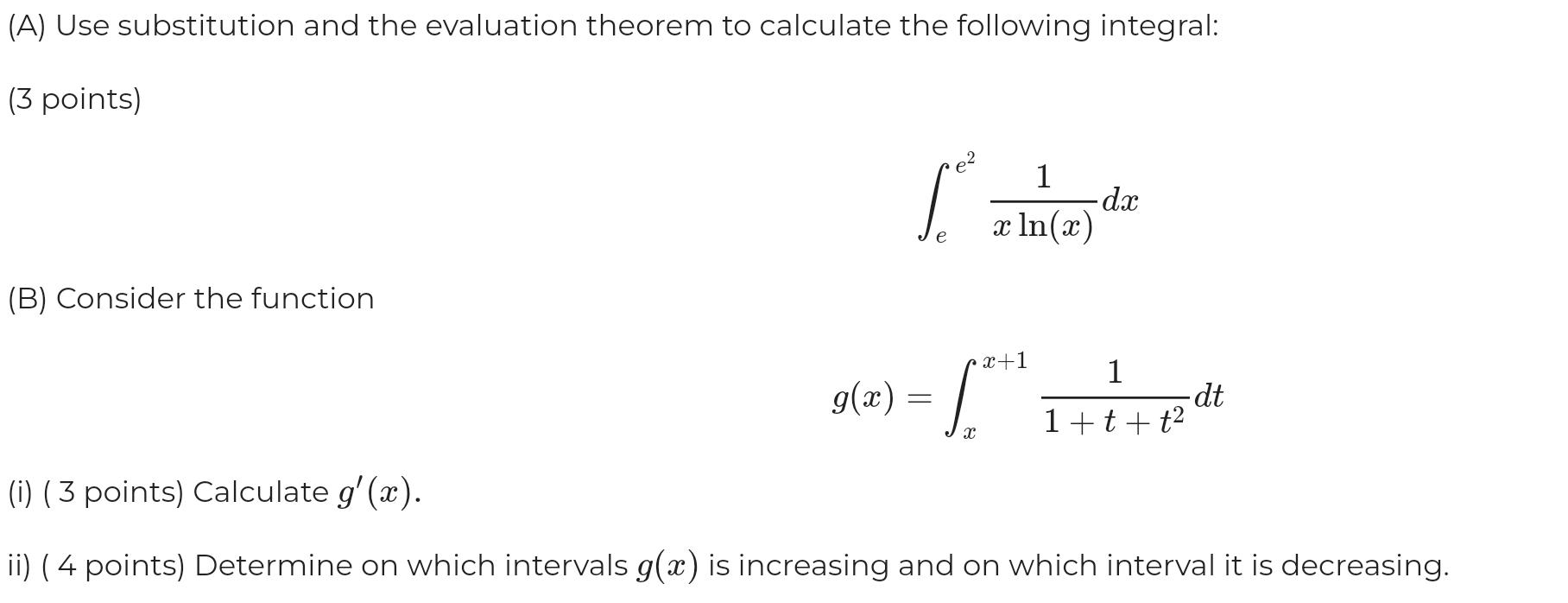 Solved (A) Use substitution and the evaluation theorem to | Chegg.com