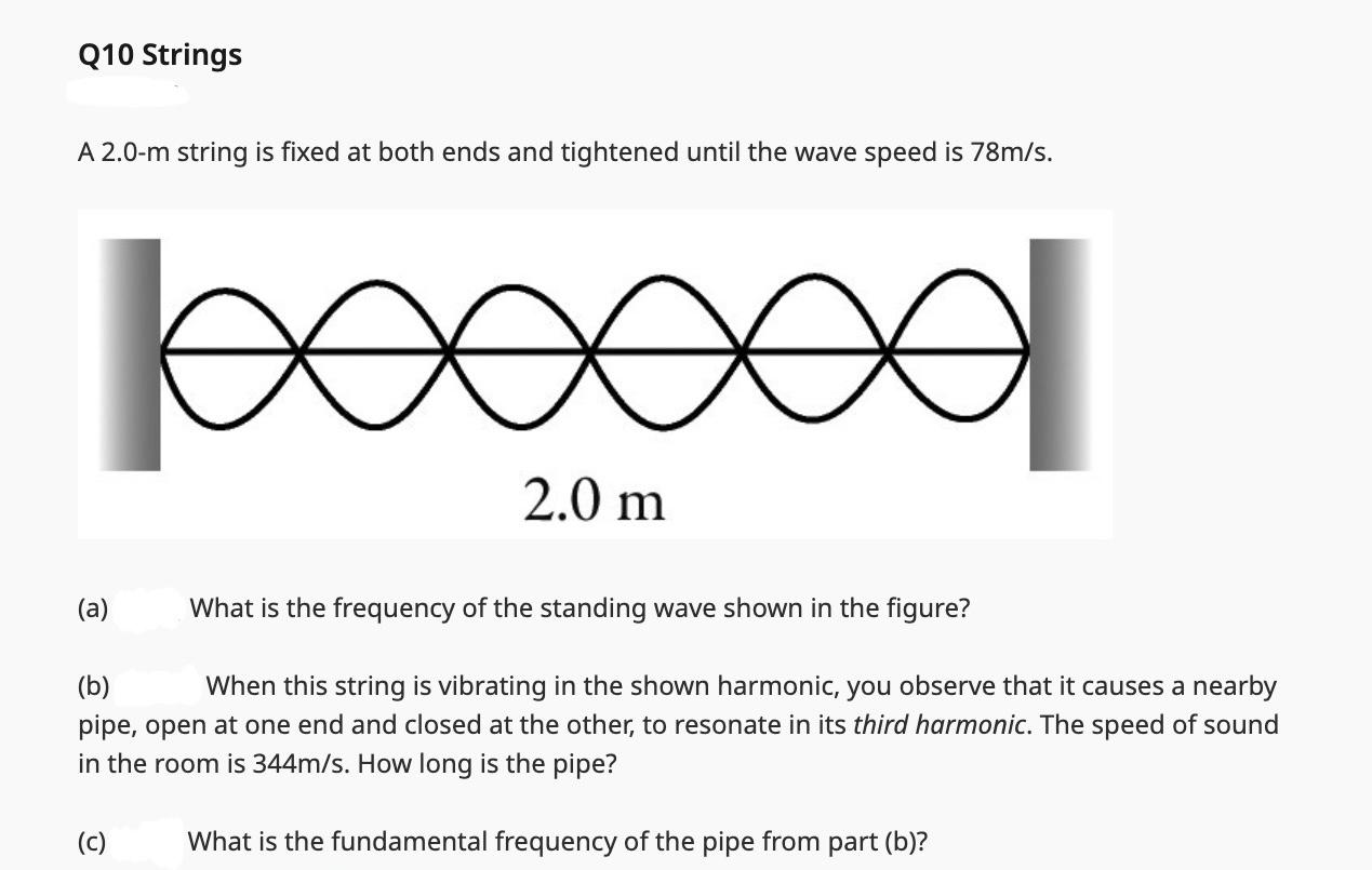 Solved A 2.0−m string is fixed at both ends and tightened | Chegg.com