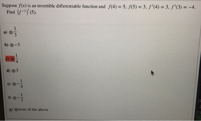 Solved Suppose f(x) is an invertible differentiable function | Chegg.com