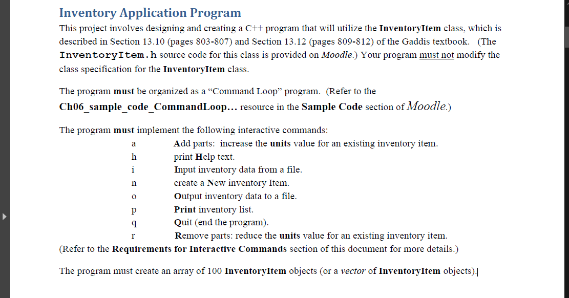 Solved Inventory Application Program This project involves | Chegg.com