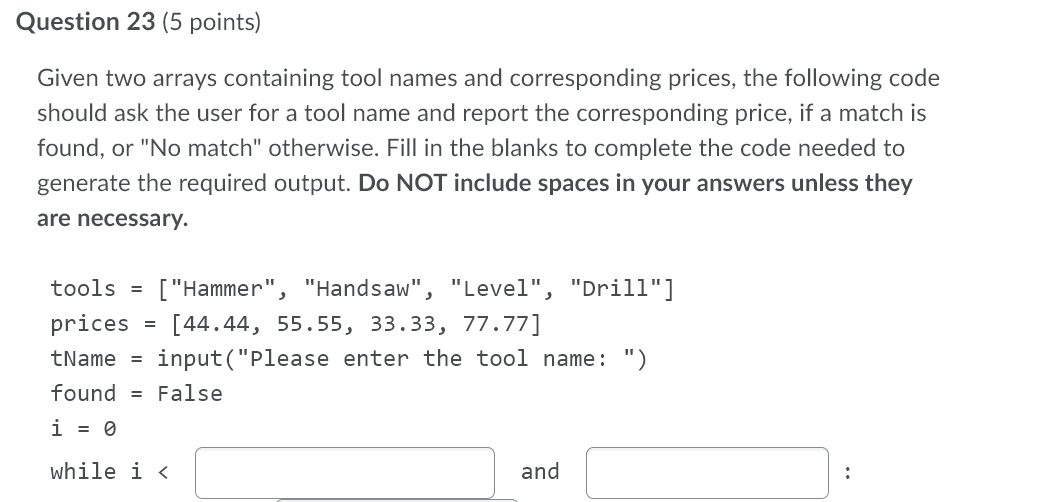 Solved Question 23 (5 points) Given two arrays containing | Chegg.com