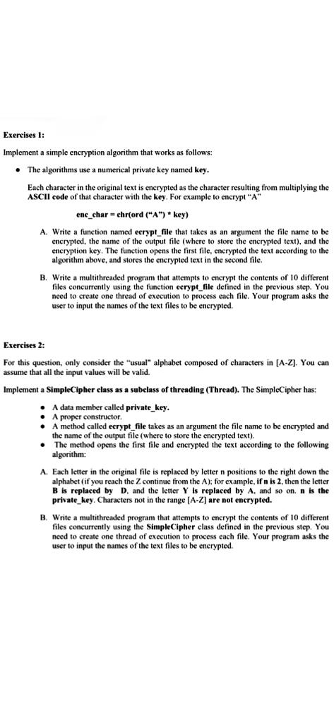 Solved Implement A Simple Encryption Algorithm That Works As