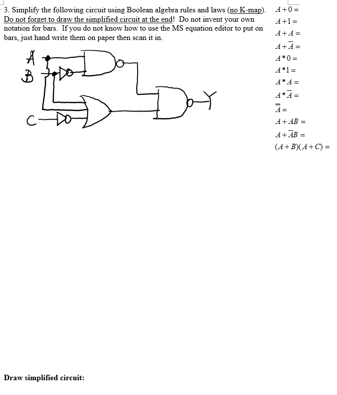Solved 3. Simplify the following circuit using Boolean | Chegg.com