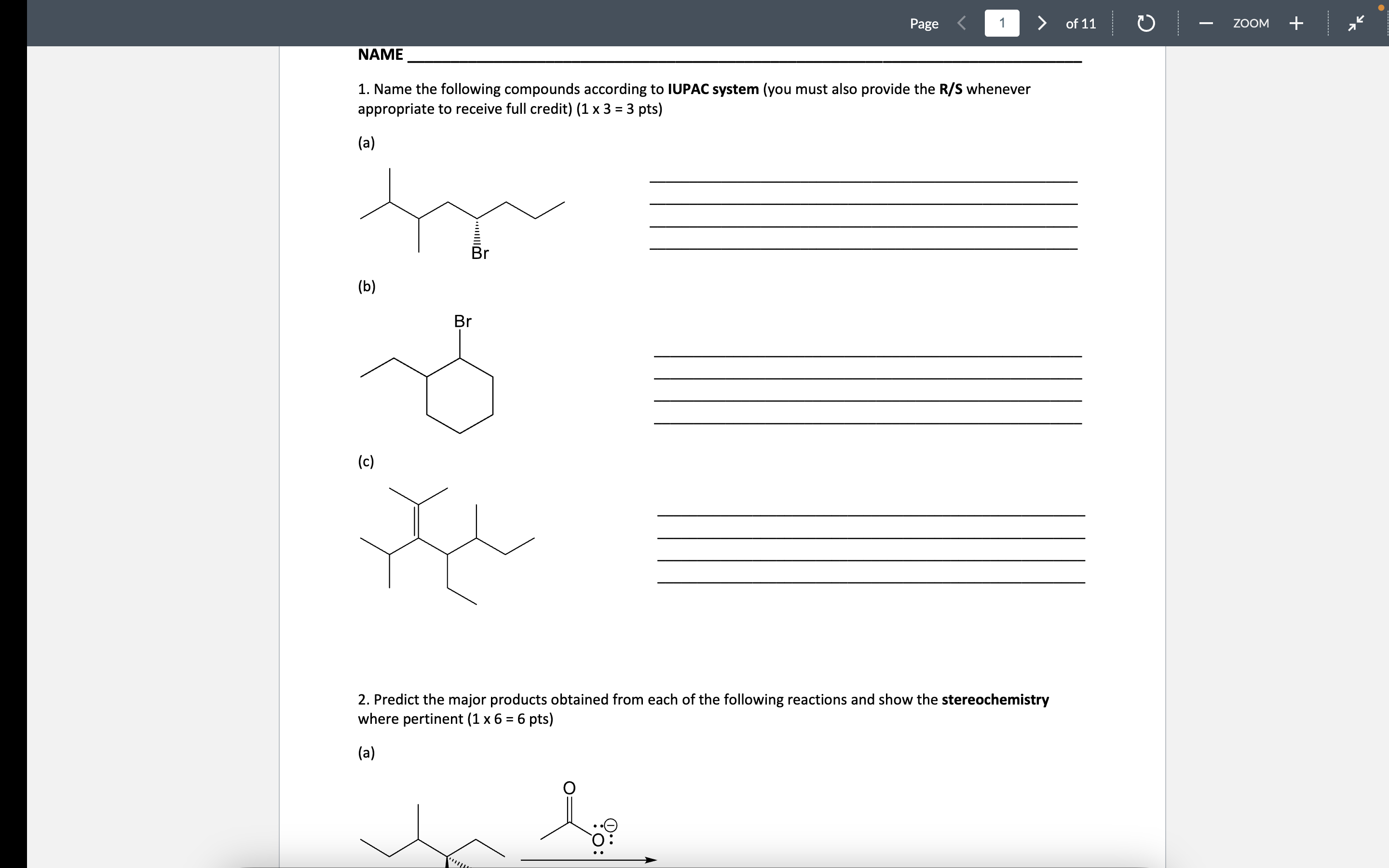Solved NAME1. ﻿Name the following compounds according to | Chegg.com