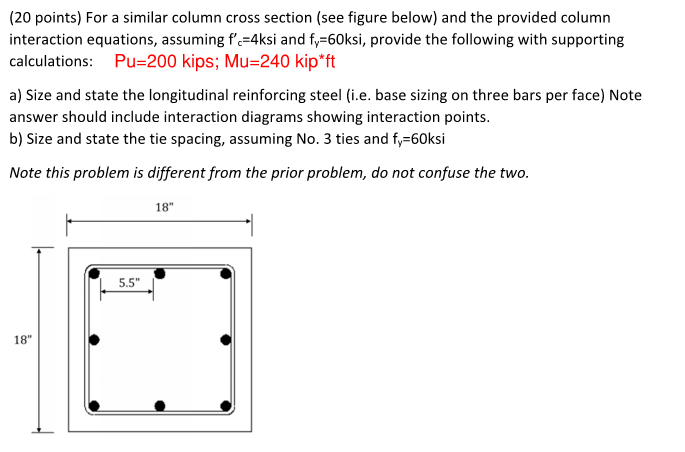 Solved (20 points) For a similar column cross section (see | Chegg.com