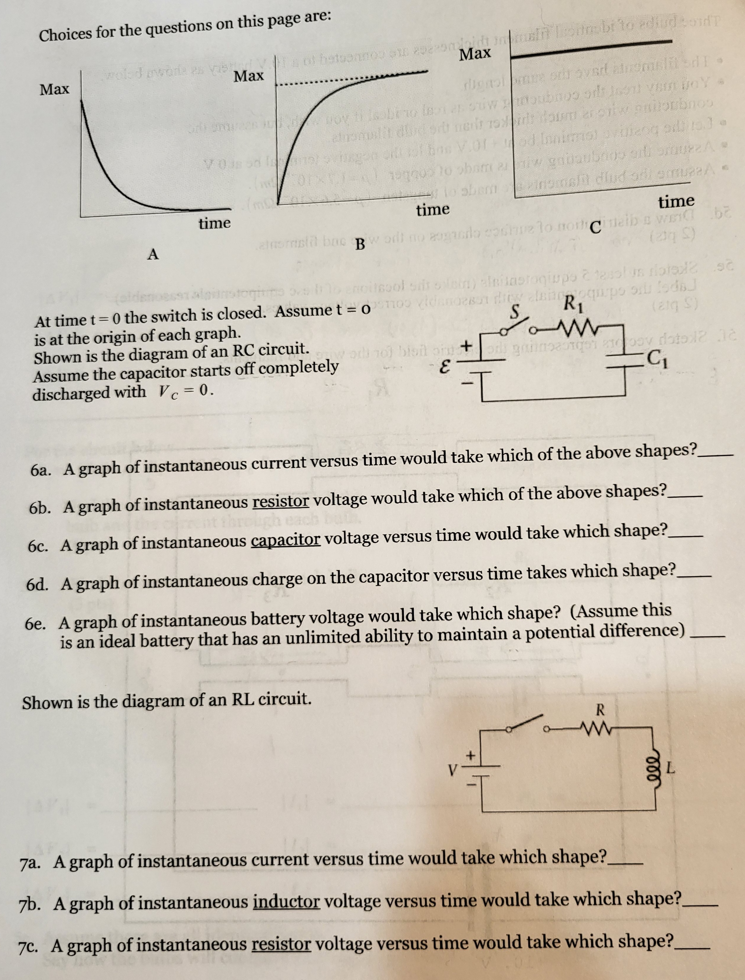 Solved Choices for the questions on this page are: B At time | Chegg.com