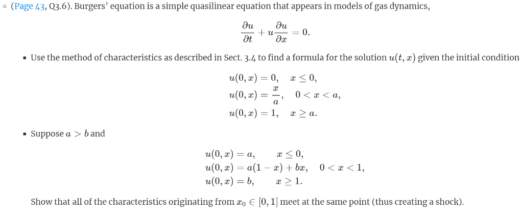 Solved o (Page 43, Q3.6).Burgers' equation is a simple | Chegg.com