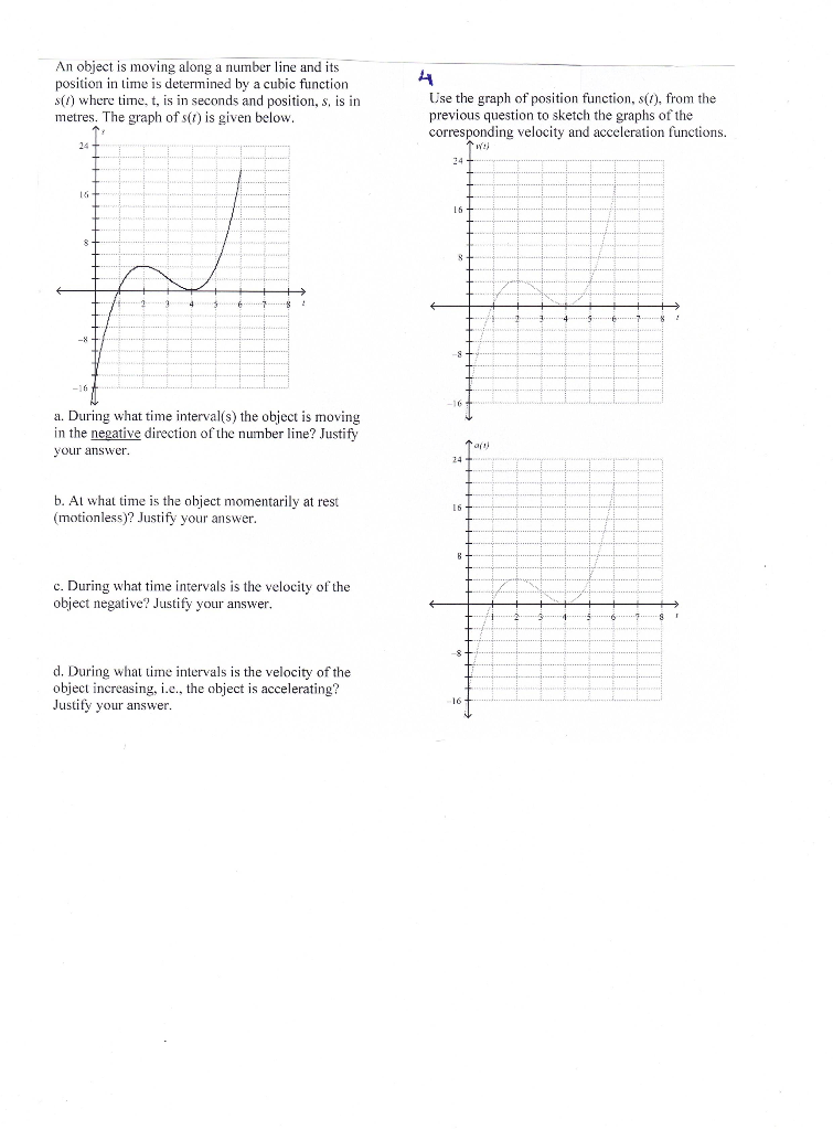 Solved An object is moving along a number line and its | Chegg.com