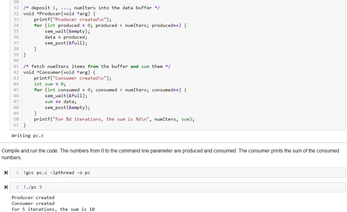Here is the produce/consumer problem with semaphores | Chegg.com