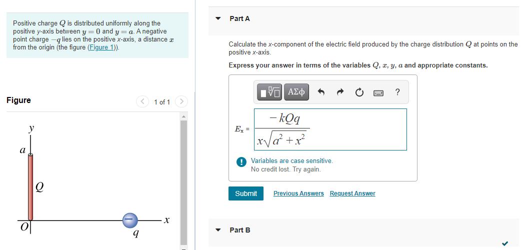 Solved Part A Positive charge Q is distributed uniformly | Chegg.com