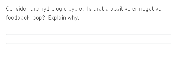 Solved Consider the hydrologic cycle. Is that a positive or | Chegg.com
