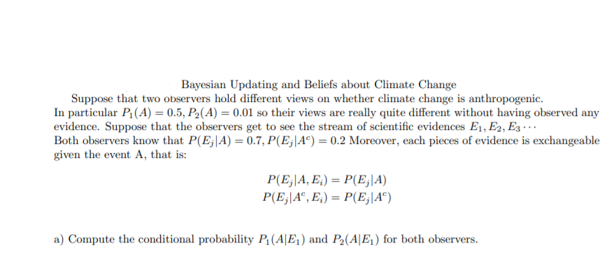 Bayesian Updating and Beliefs about Climate Change | Chegg.com