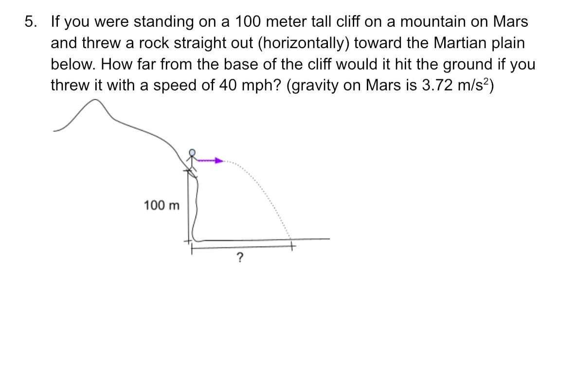 Solved 5. If you were standing on a 100 meter tall cliff on | Chegg.com