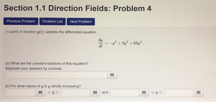 Solved Section 1 1 Direction Fields Problem 4 Previous