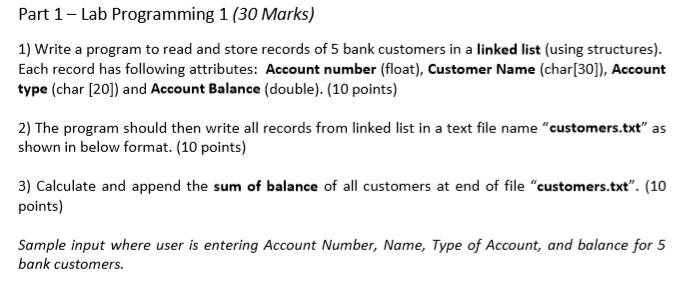 Solved Part 1 - Lab Programming 1 (30 Marks) 1) Write a | Chegg.com