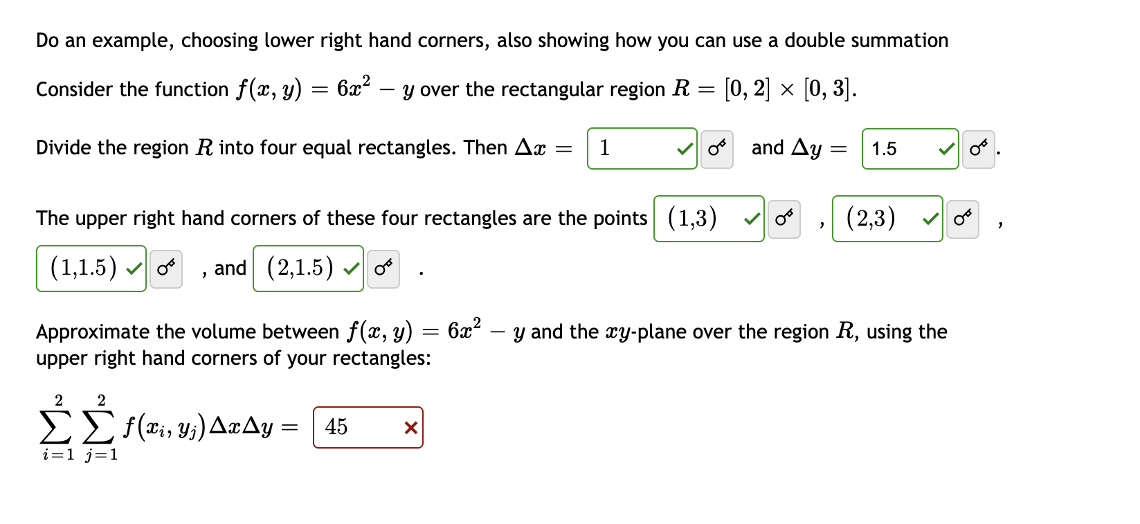 Solved Do an example, choosing lower right hand corners, | Chegg.com