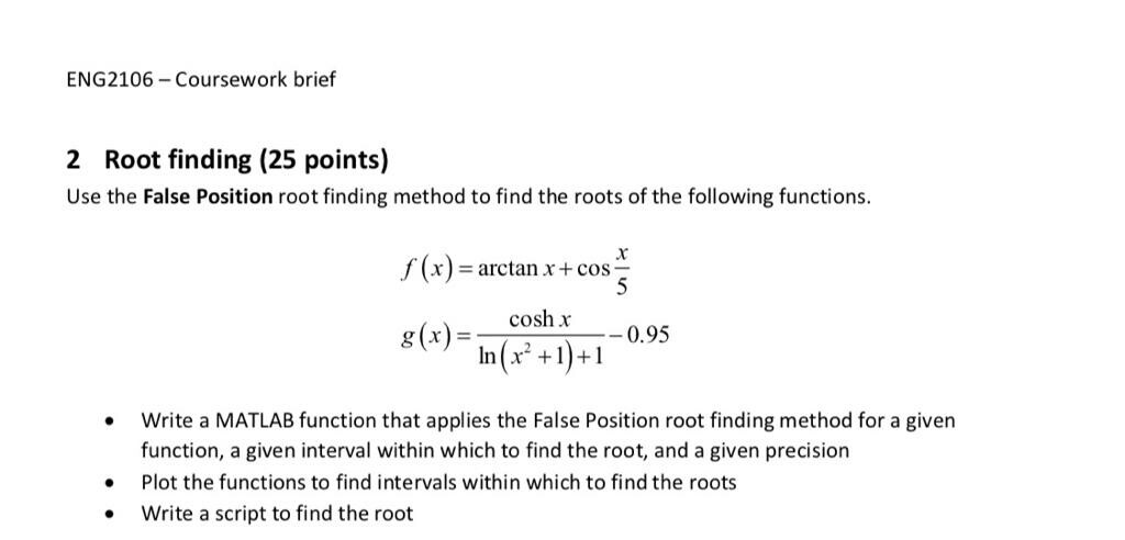 Solved Eng21 06 Coursework Brief 2 Root Finding 25 Points
